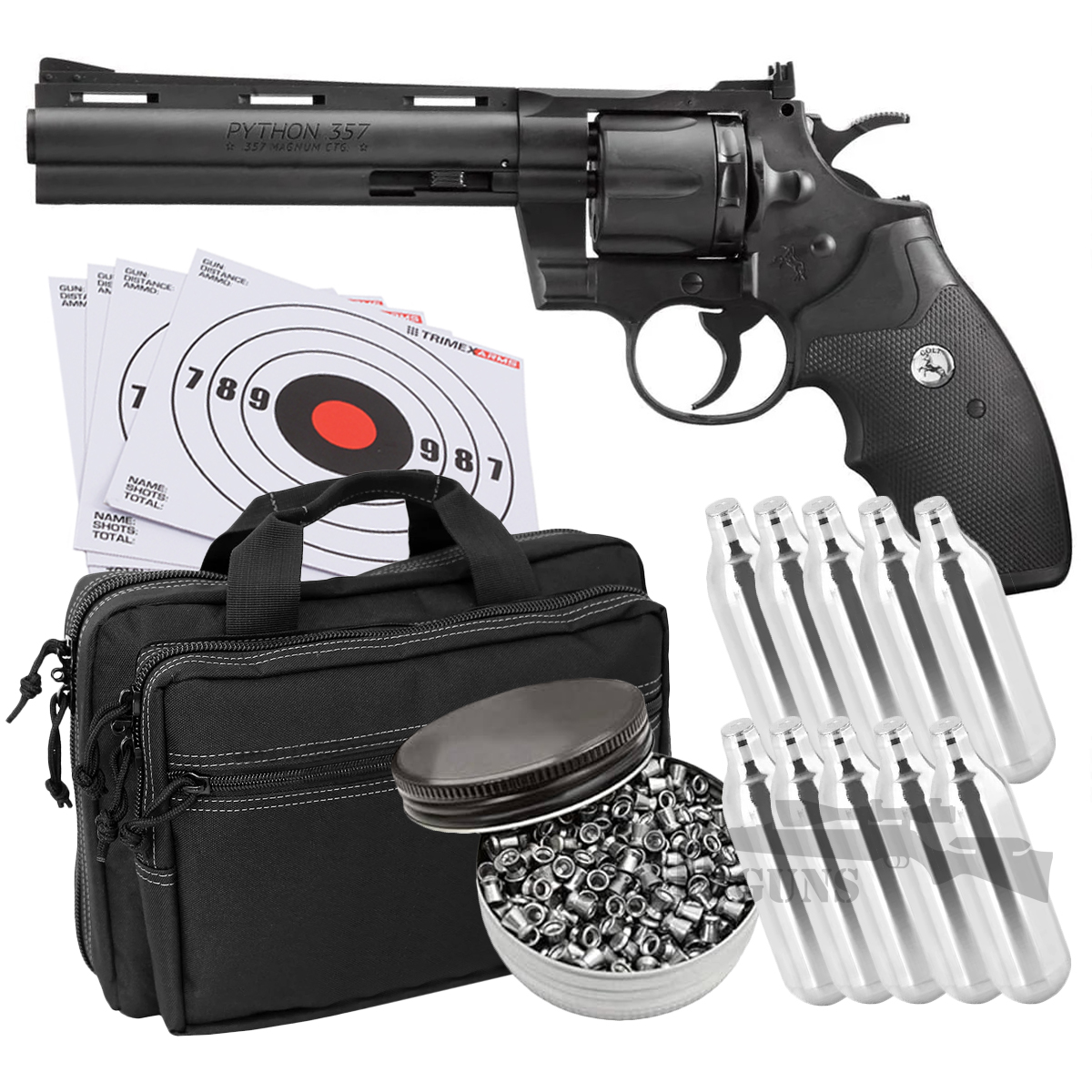 Colt Python 6″ .177 Pellet Co2 Air Pistol Bundle Set - Just Air Guns