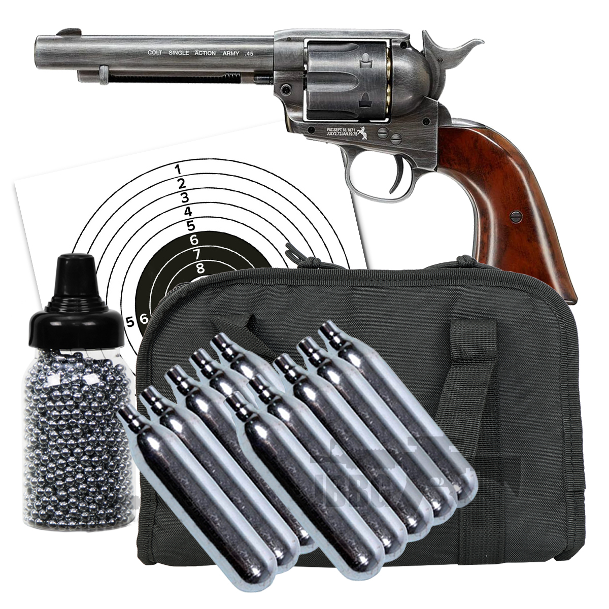 Colt SAA .45 Co2 Antiqued Revolver Bundle Set - Just Air Guns