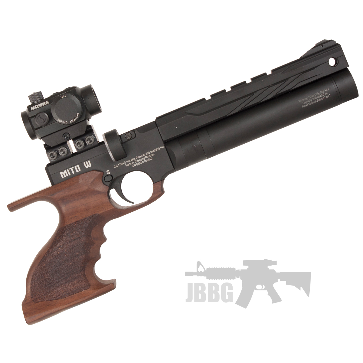 Reximex Mito PCP Air Pistol - Synthetic Black - Wood Grip .22