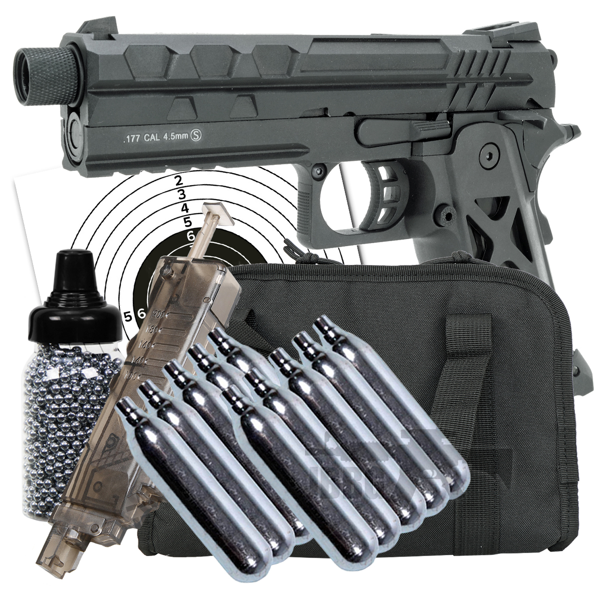 Tartarus MKII Hi-Capa Co2 Blowback Air Pistol KL Bundle Set