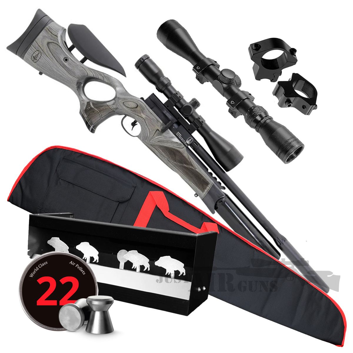 BSA R12 CLX Pro Regulated Black Pepper PCP Air Rifle Set .22