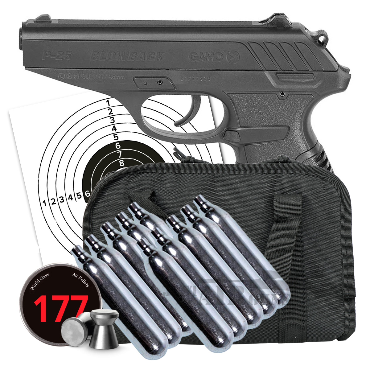 Gamo P25 Blowback Air Pistol Bundle Set - Just Air Guns