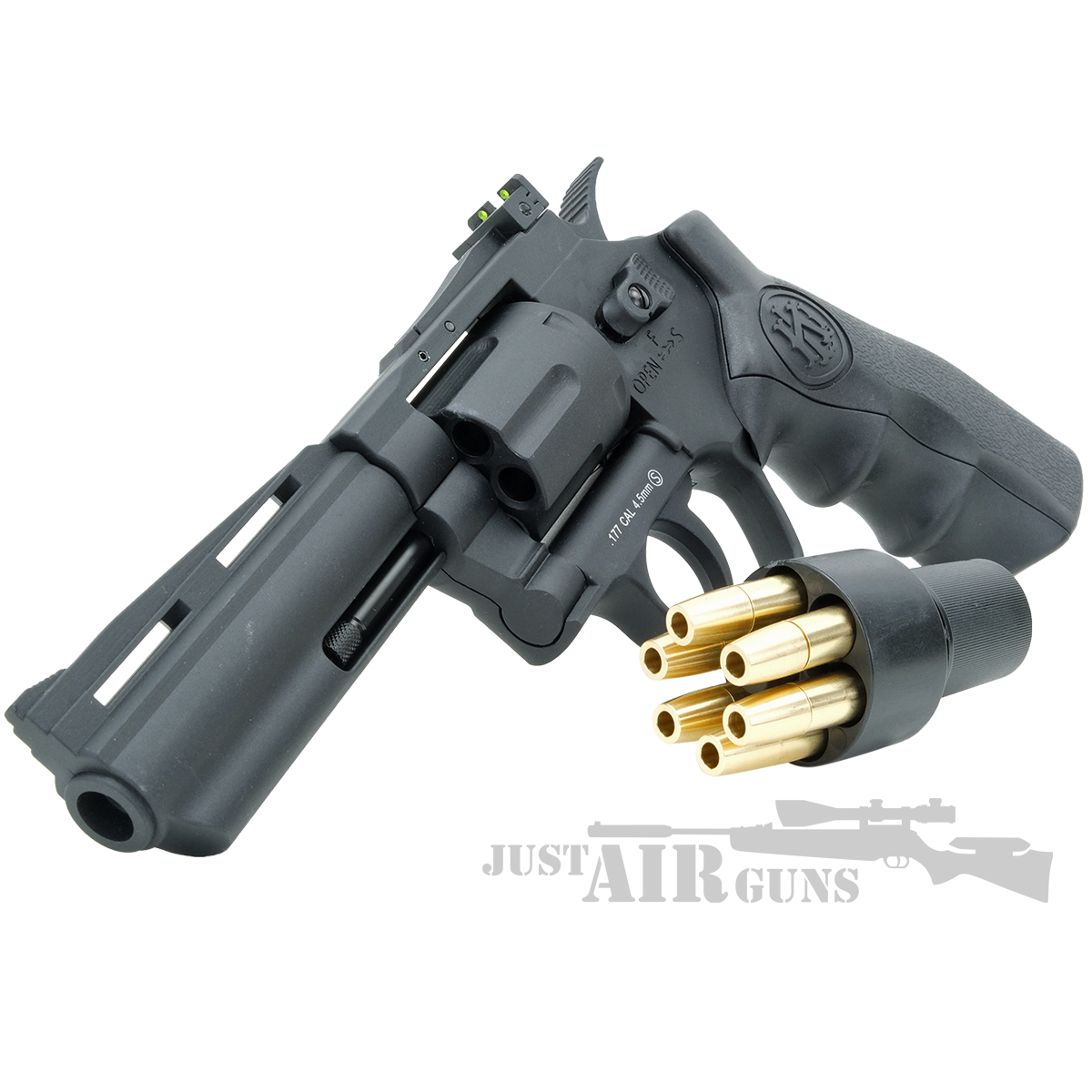 KL Herc 4 Airgun Revolver Co2 Dual Ammo Black Titan - Just Air Guns