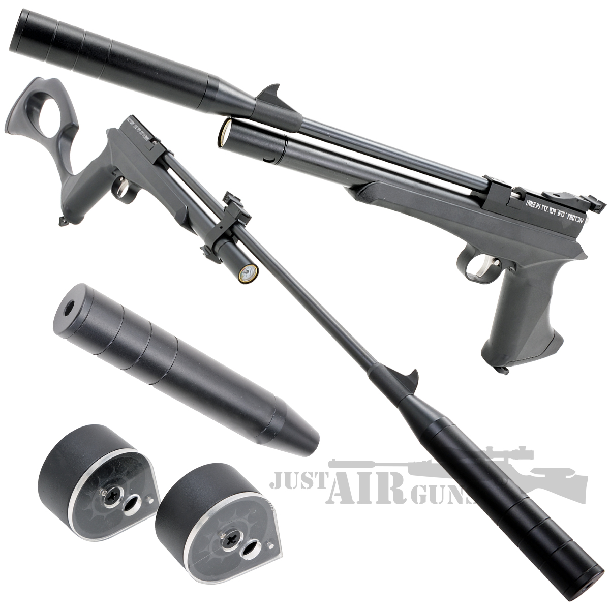 Victory CP2 PCP Airgun .177 Pistol and Rifle Kit Black - Just Air Guns