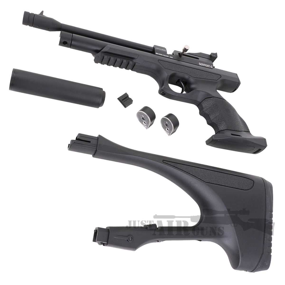 Serpent-S Single and Multi Shot Co2 Pellet Pistol Black - Just Air Guns