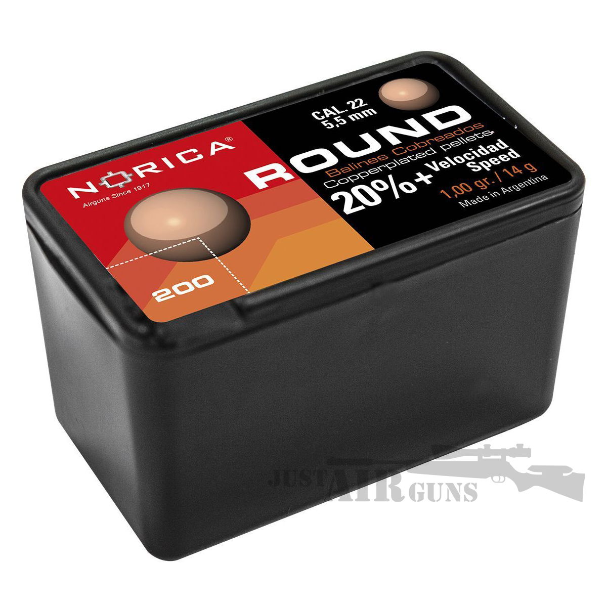 Copper Coated Round Airgun Pellets Norica 200 .22 - Just Air Guns