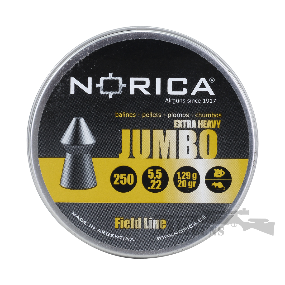 Field Line Jumbo Extra Heavy Airgun Pellets Norica 250 .22