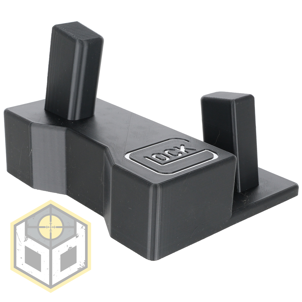 Twin Display Glock Pistol Stand with White Logos - Just Air Guns