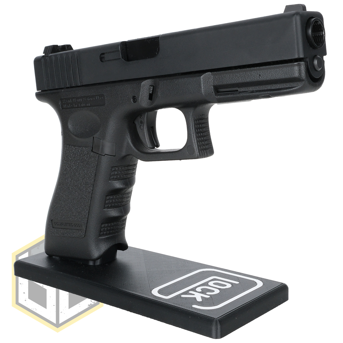 Glock Pistol Stand Black with White Logo - Just Air Guns