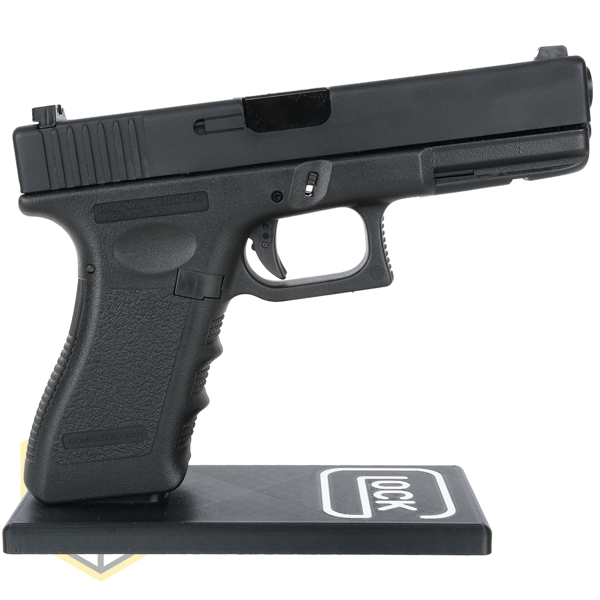 Glock Pistol Stand Black with White Logo - Just Air Guns