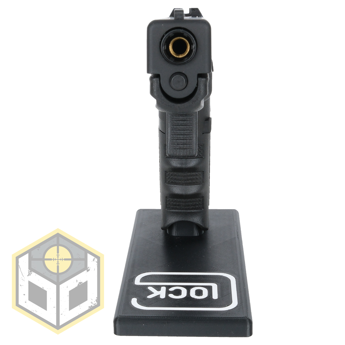 Glock Pistol Stand Black with White Logo - Just Air Guns