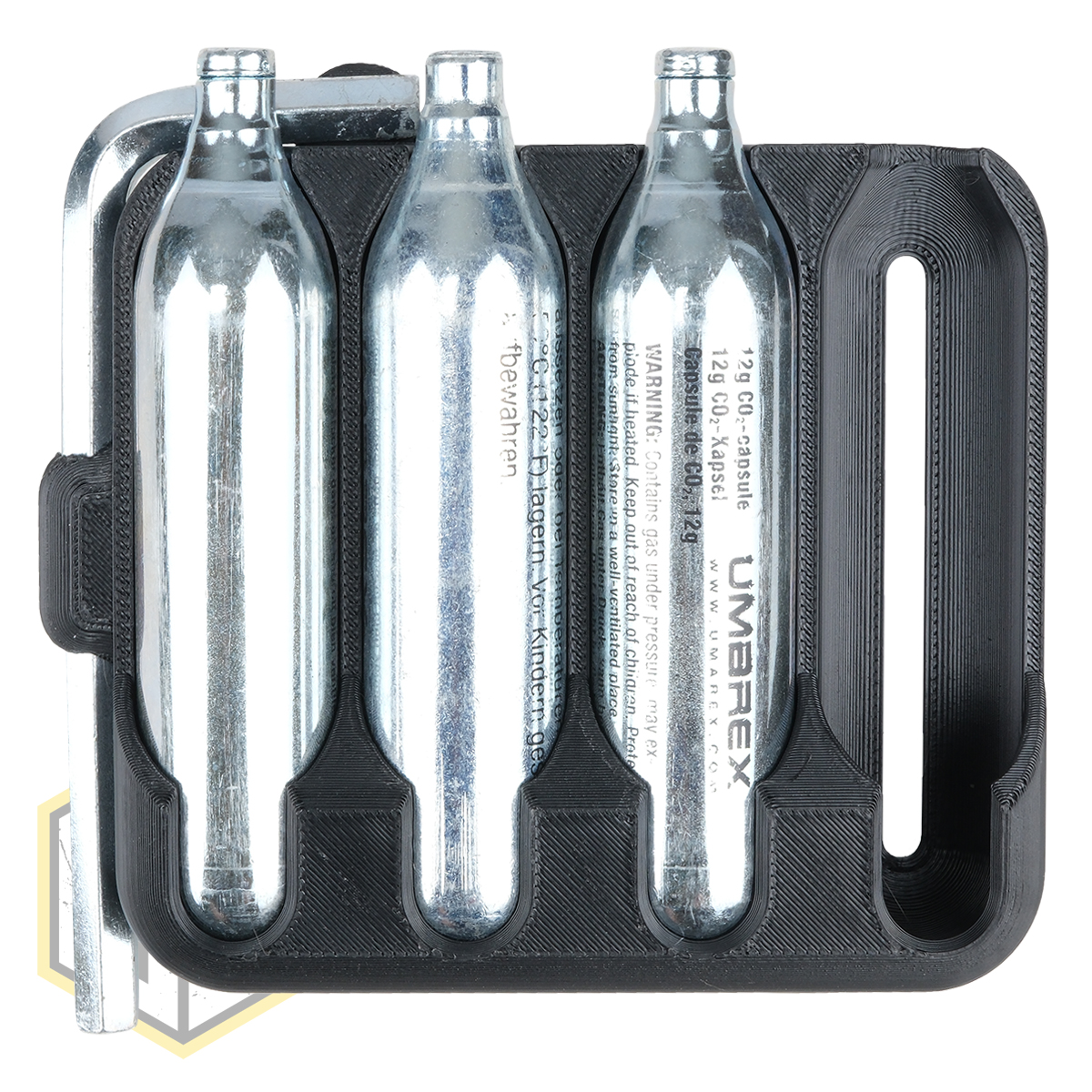 12g Co2 Cartridge and Hex Key Holder Black 4 (CO4B) - Just Air Guns