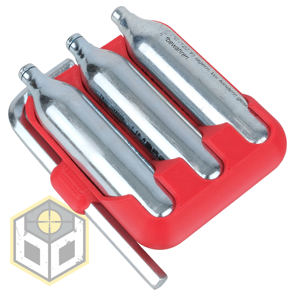 12g Co2 Cartridge and Hex Key Holder Red 3 - Just Air Guns