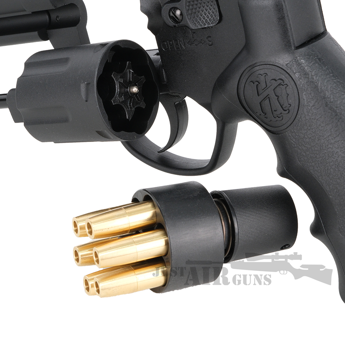 KL Herc 8 Airgun Revolver Co2 Dual Ammo Black Titan - Just Air Guns