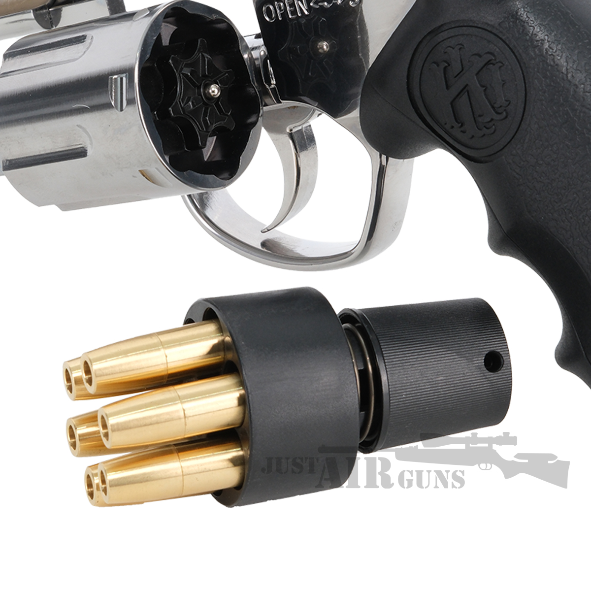 KL Herc 8 Airgun Revolver Co2 Dual Ammo Silver Titan - Just Air Guns