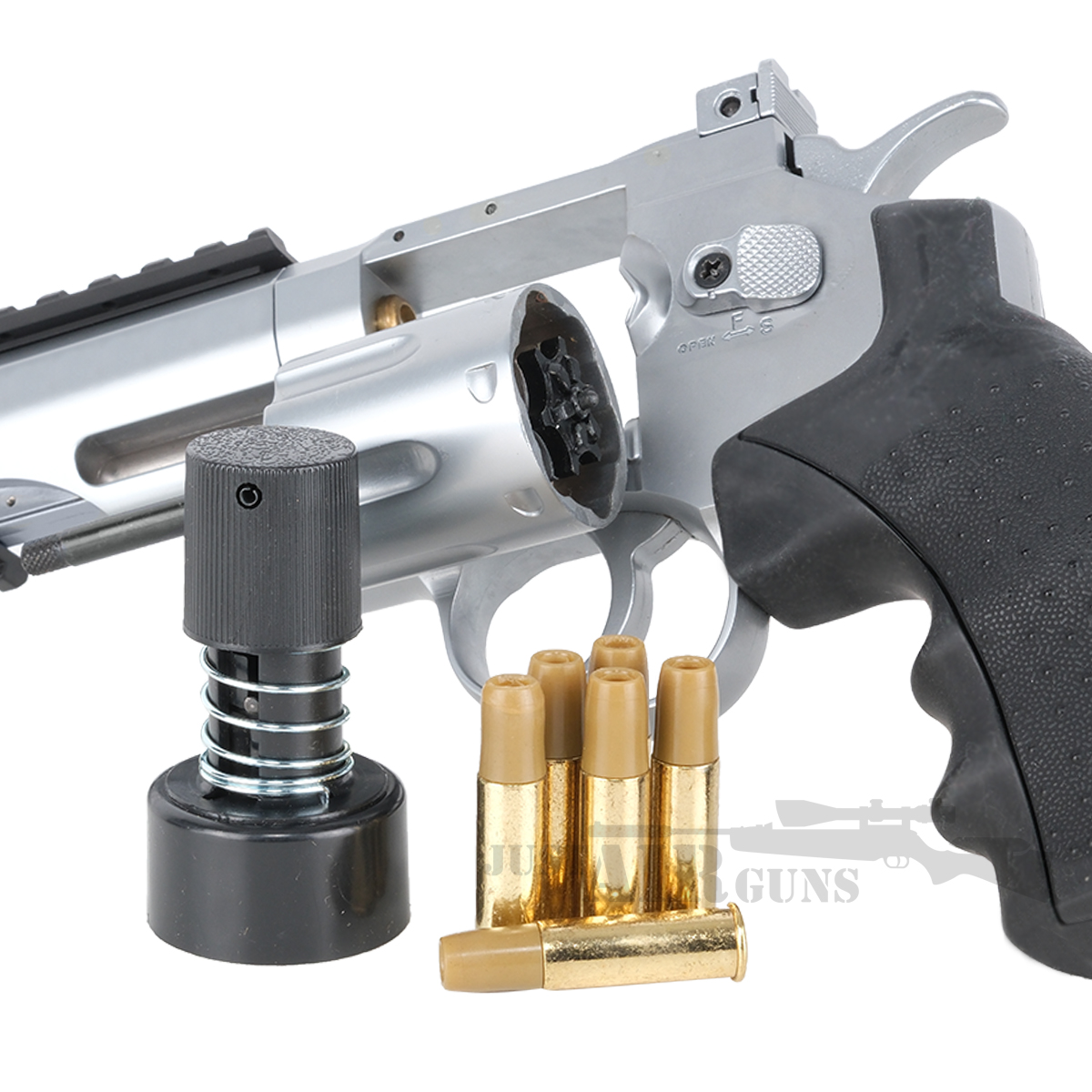 Super Hawk CO2 Airgun Revolver 6 Shooter Brushed Stainless