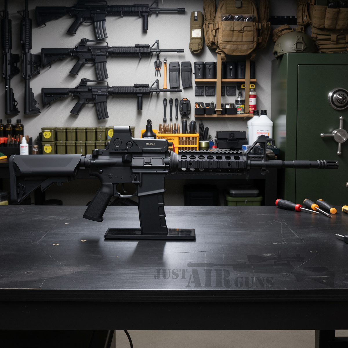 AR Rifle Display Stand Mag Well Style with Glass Base - Just Air Guns